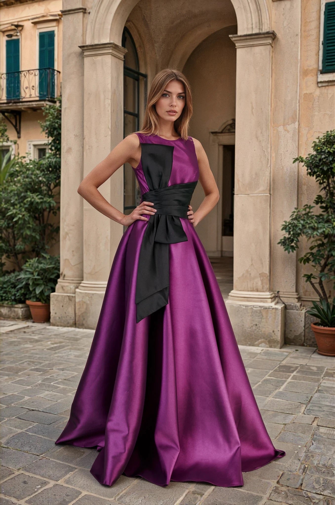 Long Formal Ball Gown with Statement Bow Wholesale